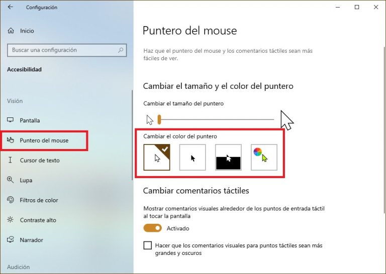Cómo cambiar el tamaño y el color del puntero del mouse en Windows 10 ...