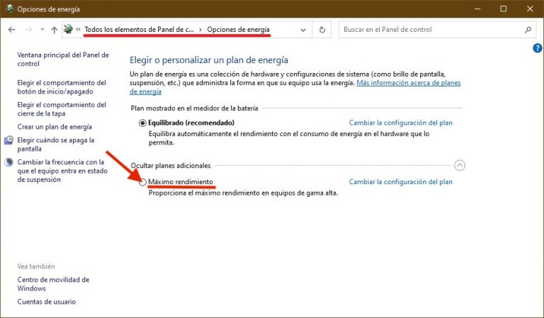 Cómo activar el modo de máximo rendimiento en Windows 10 - WinNotas