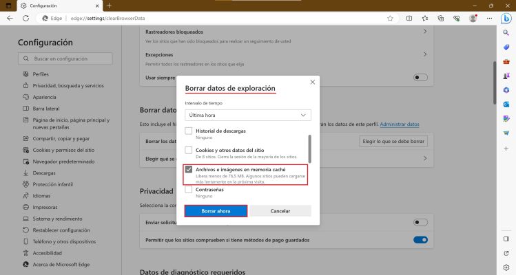 Cómo borrar/limpiar la caché del navegador Microsoft Edge - WinNotas