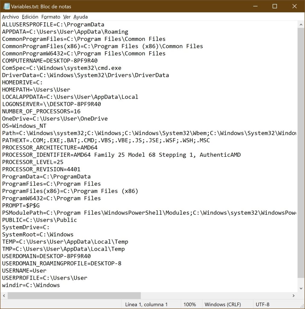 Variables de entorno en Windows - WinNotas