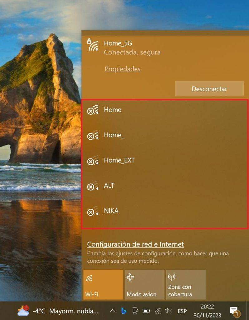 Filtrar la lista de redes Wi-Fi disponibles en Windows 10 - WinNotas