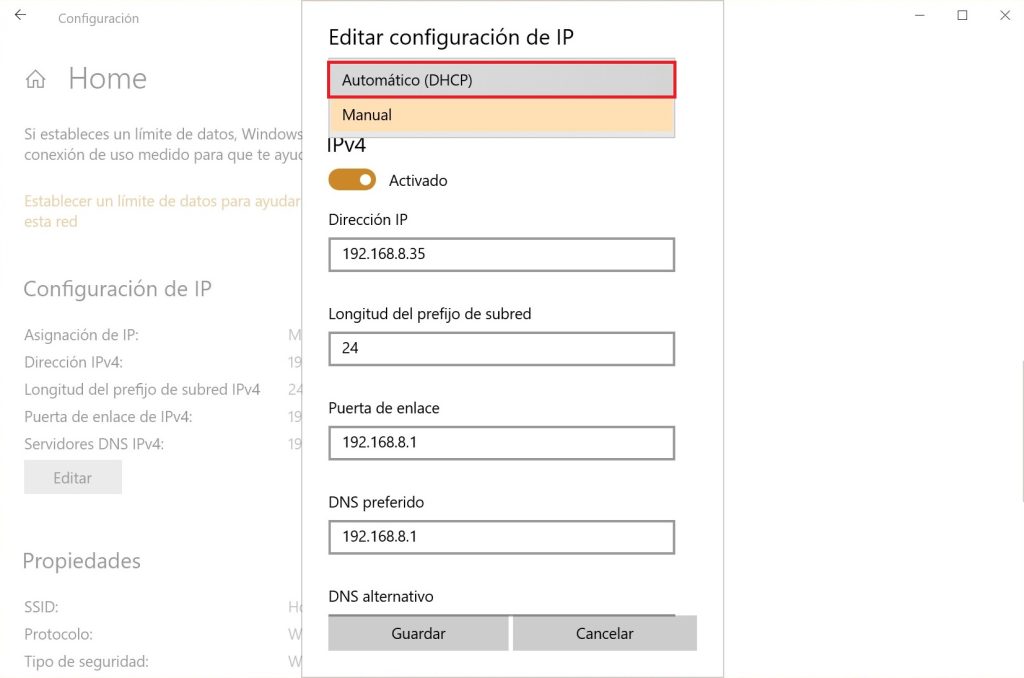Cómo hacer la configuración para obtener una dirección IP automáticamente en Windows - WinNotas
