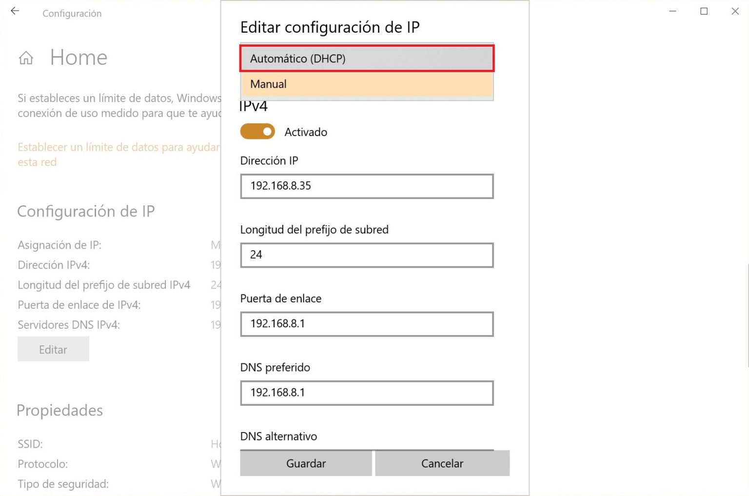 Cómo hacer la configuración para obtener una dirección IP ...