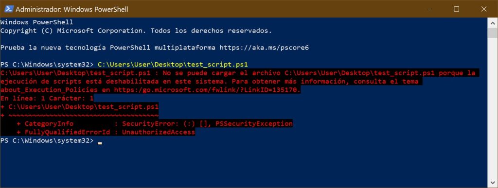 Windows PowerShell. La ejecución de scripts está deshabilitada en este ...